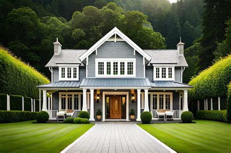 Premium Ai Image A Home With A Blue Roof And A White Roof