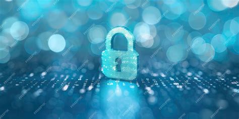 Digital Padlock Icon On Blue Digital Background With Binary Code Cyber Security Concept For Data