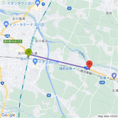 古川駅からstudio108へのルートマップ Mdata