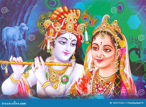 Lord Radha Krishna Beautiful Wallpaper Stock Image Image Of Wallpaper