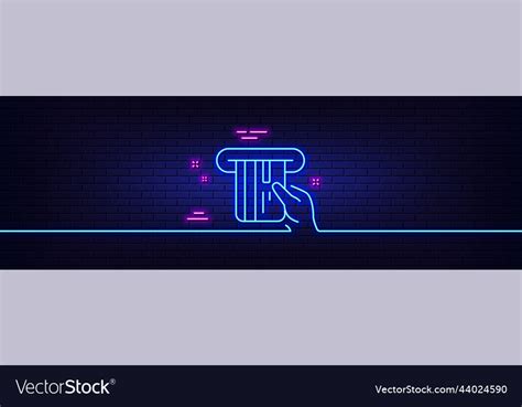 Credit Card Line Icon Hold Payment Neon Royalty Free Vector