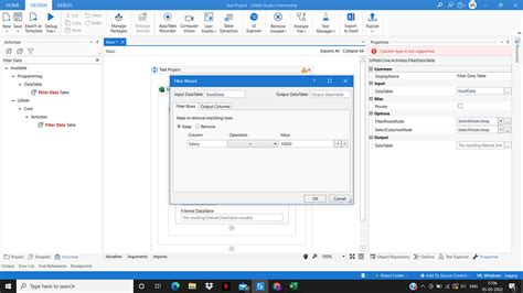 Unable Tio Use Filter Data Table Activity In Ui Path Version 2021