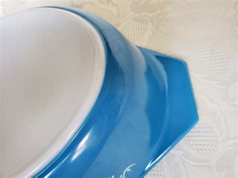 Vintage 045 Snowflake Blue Pyrex Casserole Aunt Gladys Attic
