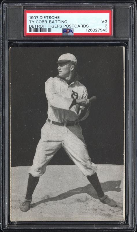 1907 09 Dietsche Detroit Tigers Postcards 1907 Ty Cobb Batting Psa 3 Ebay