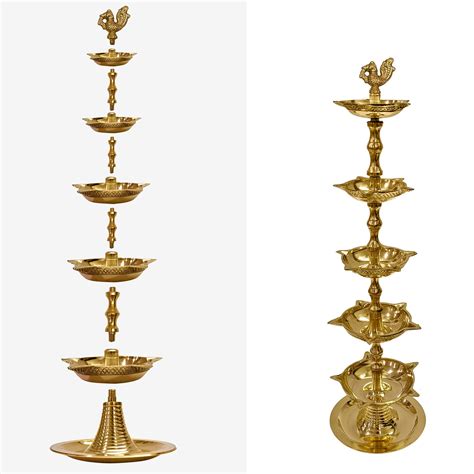SATVIK Standing Brass Steps Kerala Samai Diwali Deepak For Puja Traditional Panchmahal Pooja