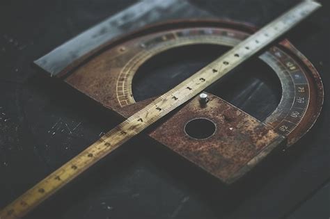 Protractor And Ruler On A Desk Premium Ai Generated Image