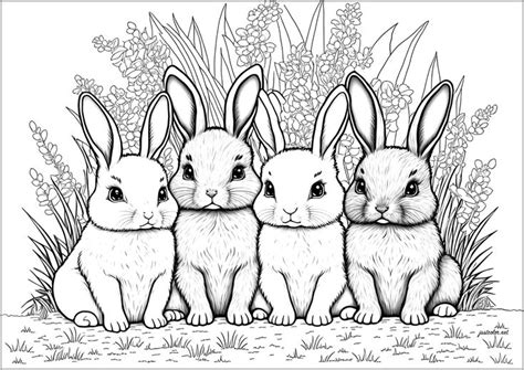 Cute Rabbits Coloring Page