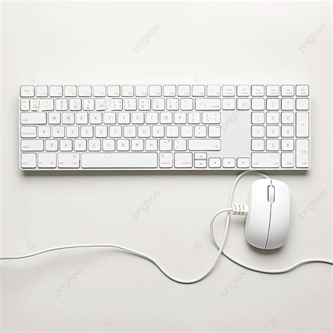 An Empty White Keyboard And A Mouse With Wires Background Luck Mouse