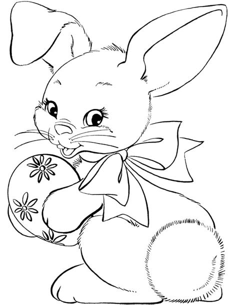 Desenho de Coelho segurando ovo de Páscoa para colorir Tudodesenhos