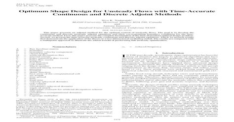 pdf optimum shape design for unsteady flows with time …aero comlab