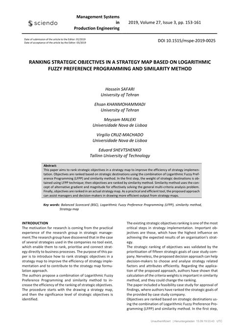 pdf ranking strategic objectives in a strategy map based on