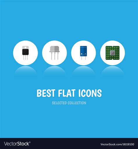Flat Icon Device Set Receiver Transistor Vector Image
