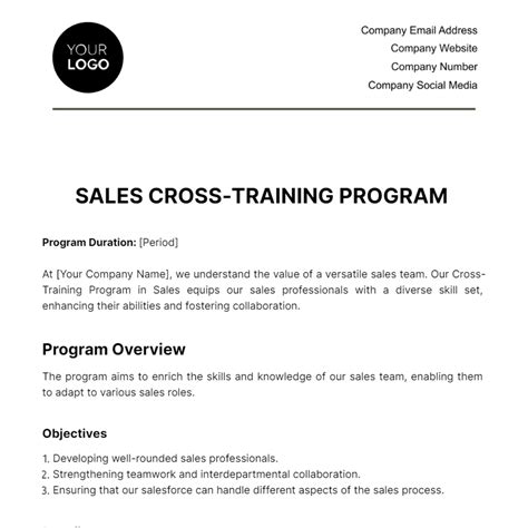 Free Sales Cross Training Program Template To Edit Online