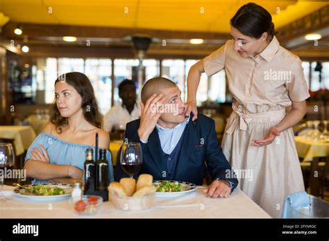 Love Triangle Wife Caught Husband With Mistress In A Restaurant Stock