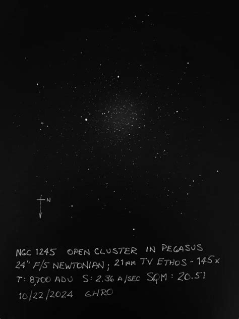 Ngc 1245 Open Cluster In Perseus Sketching Cloudy Nights