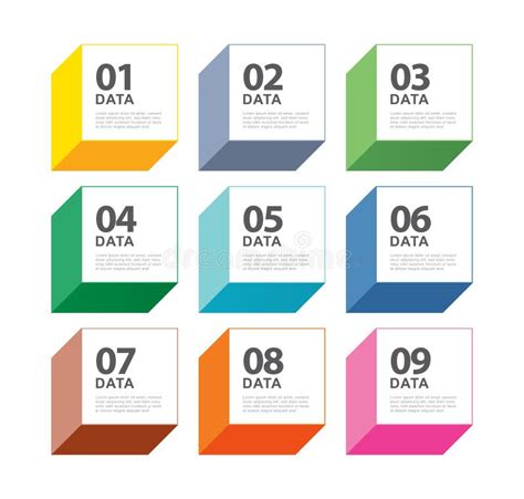 9 Data Infographics Square Index Template Vector Illustration Abstract