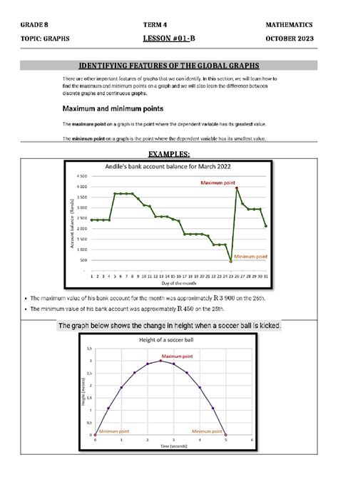 Gr 8 Graphs Lesson 1 B Notes And Worksheets Grade 8 Term 4