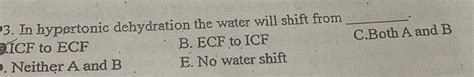 Solved In Hypertonic Dehydration The Water Will Shift Froma