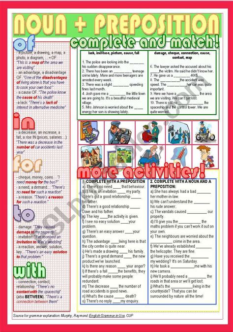 Noun Preposition ESL Worksheet By Nuria08