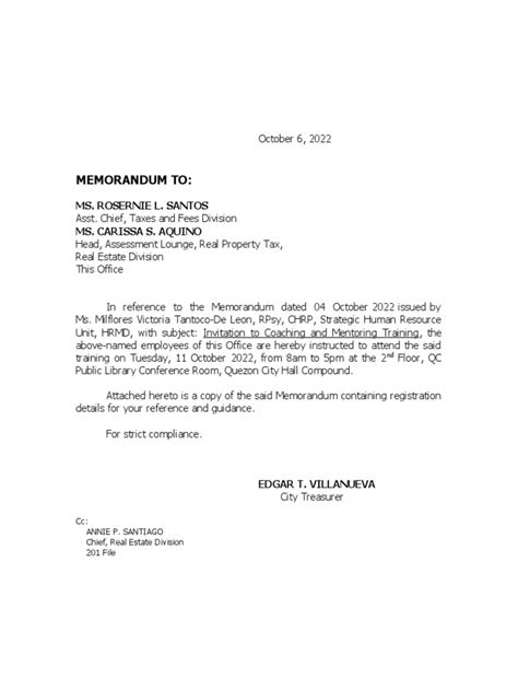 Memo Hrmd Training Pdf