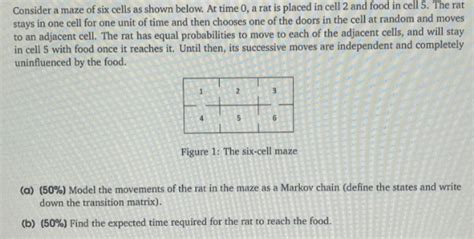 Solved Consider A Maze Of Six Cells As Shown Below At Time Chegg
