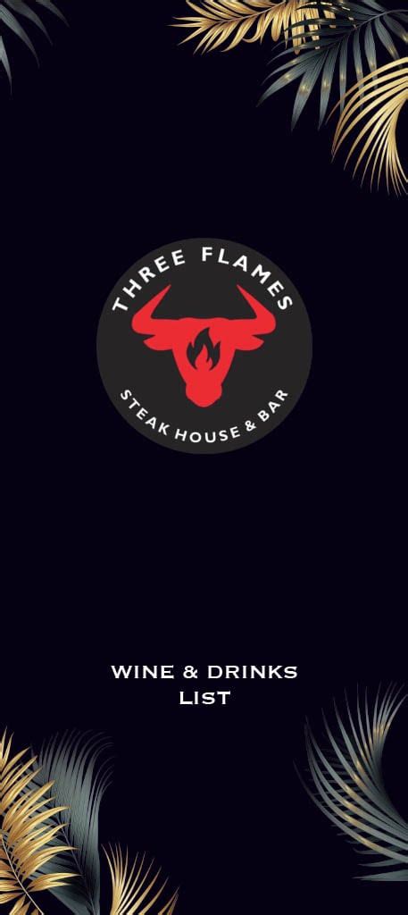 Menu Three Flames Steakhouse Wakefield