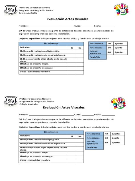 Evaluación Artes Visuales Pdf
