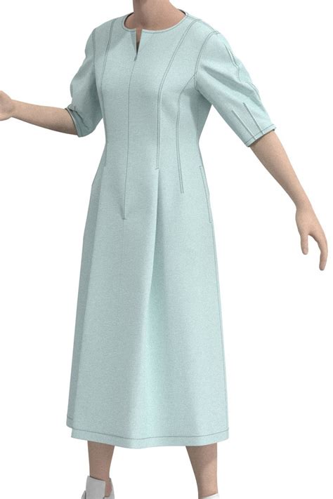 여성턱주름 프린세스 라인 민트 롱드레스 Pdf패턴waop033023 패턴사부부의 옷패턴