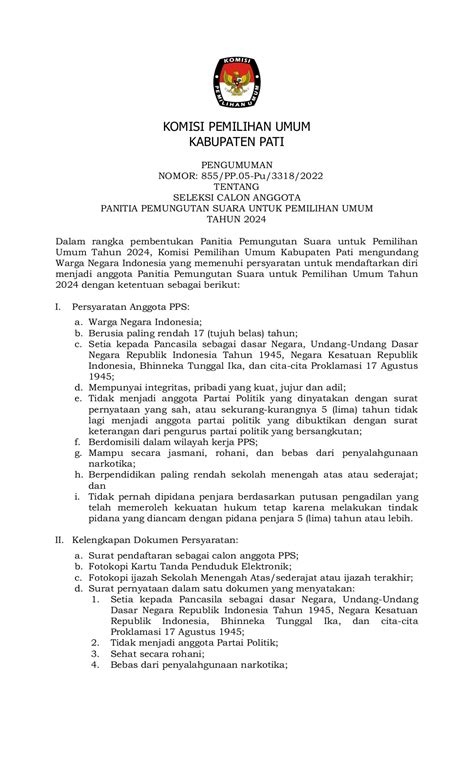 Pengumuman Seleksi Pps Pemilu 2024 Edianto Muhamad Kaca 1 Pdf Online Pubhtml5
