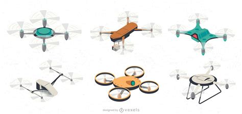 Drone Aircraft Illustration Set Vector Download