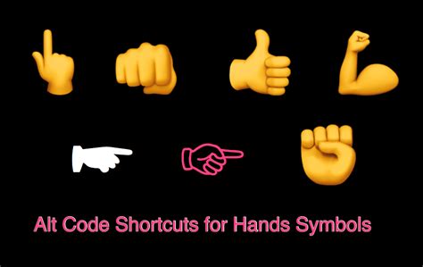 Alt Code Shortcuts For Hands Symbols Webnots