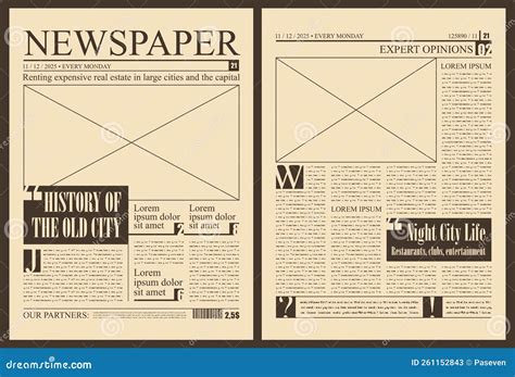 Vectorsjabloon Voor De Indeling Van De Krant Stock Illustratie