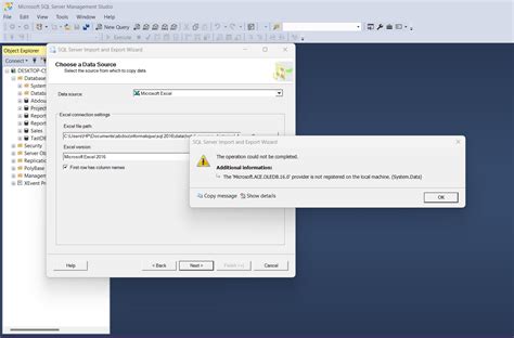 i installed microsoft ace oledb 16 but the error does not disappear