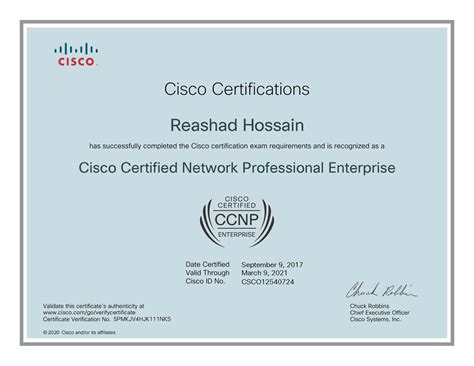 Cisco Certified Network Professional Enterprise Certificate Reashad Hossain