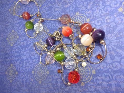 Vintage 1960s Gemstone Long Flapper Style Necklace 1 Gem