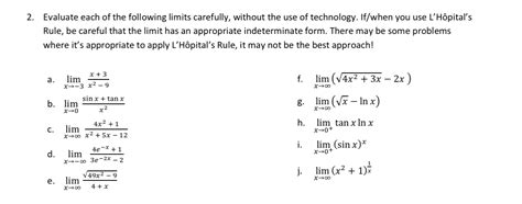 solved evaluate each of the following limits carefully