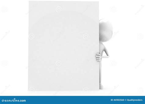 3d Man Hide Behind Wall Concept Stock Illustration Illustration Of