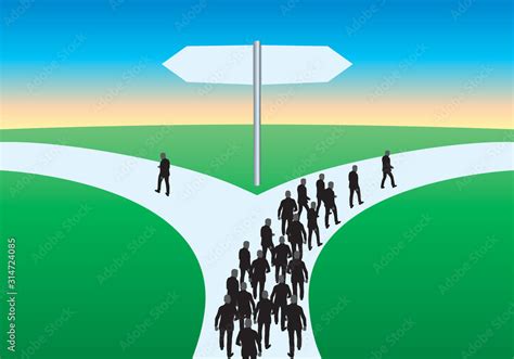 Business Man In Middle Of Path Choosing Direction 122
