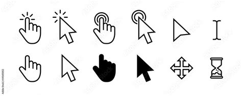 Computer Mouse Click Cursor Gray Arrow Icons Set And Loading Icons Cursor Icon Vector