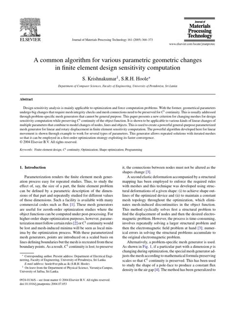 A Common Algorithm For Various Parametri Pdf Finite Element Method