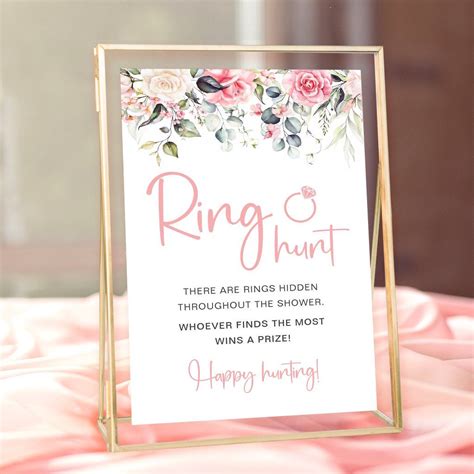 Blush Floral Ring Hunt Game Guess How Many Rings Bridal Shower Game
