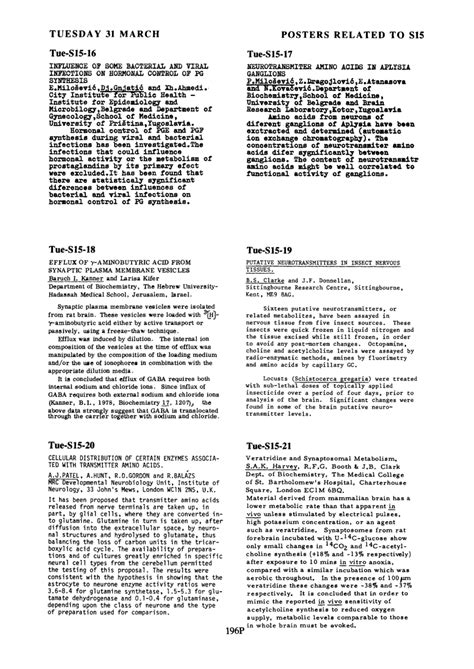 Pdf Putative Neurotransmitters In Insect Nervous Tissue