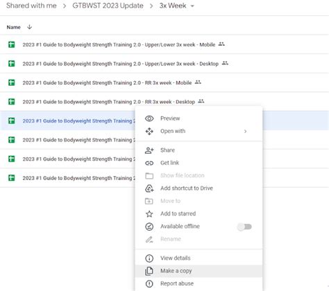 Bodyweight Strength Training Programs On Google Sheets 2023 Update