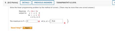 Solved Solve The Linear Programming Problem By The Method Of Chegg