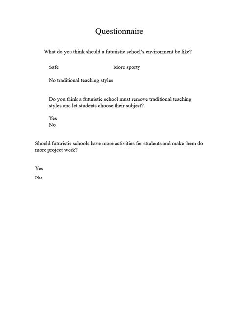 Questionnaire Pdf Career And Growth