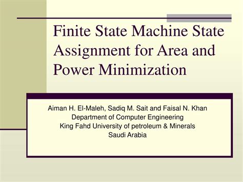 ppt finite state machine state assignment for area and power