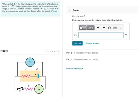 Solved When Switch S In The Figure Is Open The Voltmeter V Chegg Com