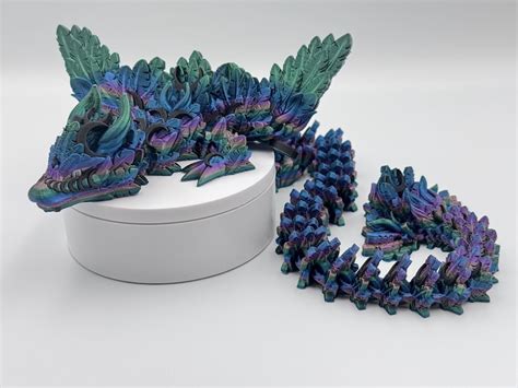 Celestial Lunar Dragon 3d Printed Fully Articulating Fantasy Collectible Unique T And Decor