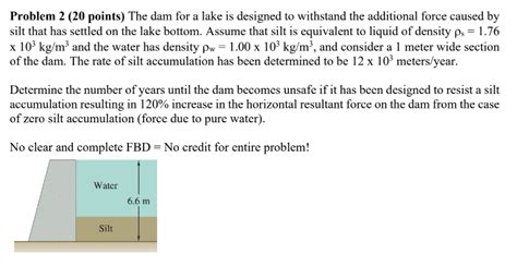 Solved Problem 2 20 Points The Dam For A Lake Is Designed Chegg