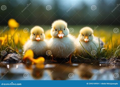 Cute Fluffy Small Little Yellow Ducks Stock Illustration Illustration
